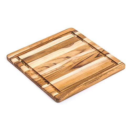 TeakHaus Edge Grain Cutting/Serving Board + Juice Canal (Square) | 11.75" x 11.75" x 0.5"