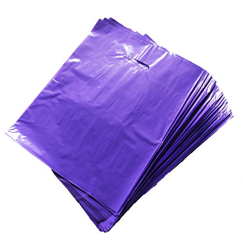 100 12x15 Durable Purple Merchandise bags Die Cut Handle-Glossy finish-Anti-Strech-100% Recyclable. For Retail store plastic bags, Party favors, Handouts and more by Best Choice (Purple)