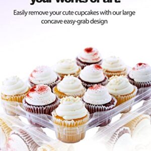 Chefible Premium Plastic Disposable 12 Cupcake Carrier Container Box, High Dome, Extra Sturdy For Easy Transport! 4 Pack