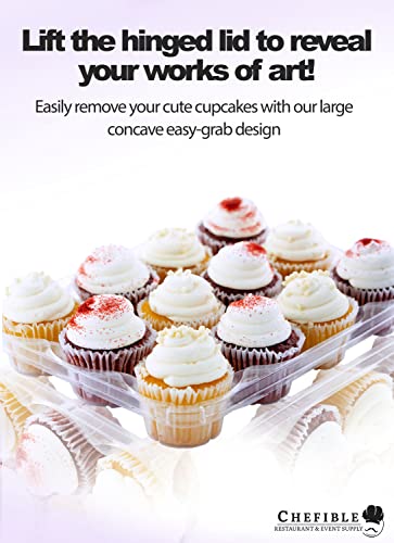 Chefible Premium Plastic Disposable 12 Cupcake Carrier Container Box, High Dome, Extra Sturdy For Easy Transport! 4 Pack