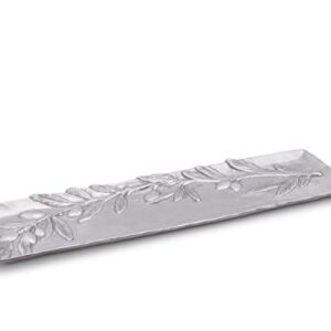 Arthur Court Olive Pattern Sand-Cast Aluminum Oblong Serving Tray / Platter 19 inch x 5.5 inch