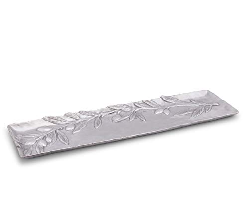 Arthur Court Olive Pattern Sand-Cast Aluminum Oblong Serving Tray / Platter 19 inch x 5.5 inch