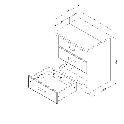 South Shore Versa Nightstand with 2 Drawers and Charging Station, Gray Maple, 16.38 in x 23 in x 27.75 in