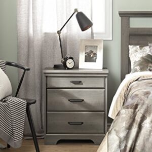 South Shore Versa Nightstand with 2 Drawers and Charging Station, Gray Maple, 16.38 in x 23 in x 27.75 in