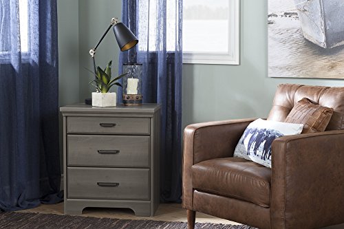 South Shore Versa Nightstand with 2 Drawers and Charging Station, Gray Maple, 16.38 in x 23 in x 27.75 in