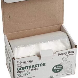 Frost King CB3250 Boxed Heavy Duty Contractor Clean-Up Bags, 32 inch x 50 inch x 3 Mil., 20 Bags, Clear, 1 Count (Pack of 1)