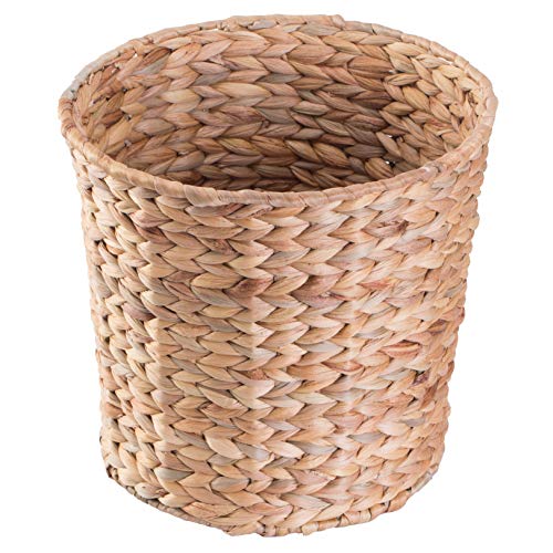 Natural Water Hyacinth Round Laundry Hamper with Removable Linen Liner and Lid (Small)