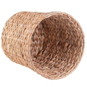 Natural Water Hyacinth Round Laundry Hamper with Removable Linen Liner and Lid (Small)