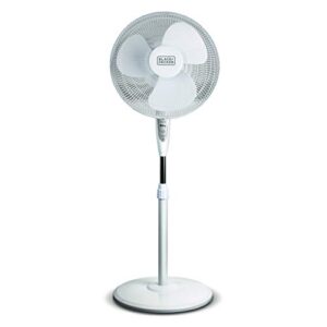 black+decker 16" stand fan with remote, white