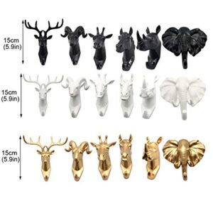 bouti1583 Single Elephant Head Wall Hanger, Coat Hat Hook Animal Shaped Decorative Gift Gold