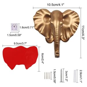 bouti1583 Single Elephant Head Wall Hanger, Coat Hat Hook Animal Shaped Decorative Gift Gold