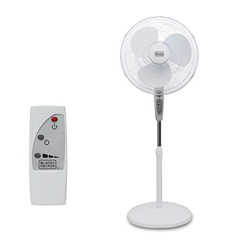 BLACK+DECKER 18-Inch, Stand Fan with Remote, White