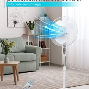 BLACK+DECKER 18-Inch, Stand Fan with Remote, White