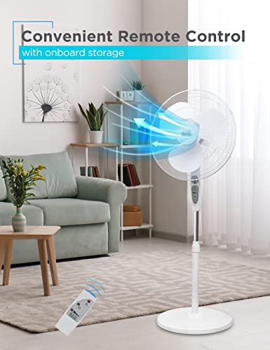 BLACK+DECKER 18-Inch, Stand Fan with Remote, White