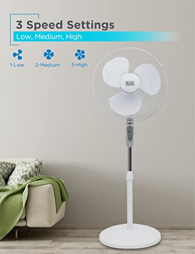 BLACK+DECKER 18-Inch, Stand Fan with Remote, White