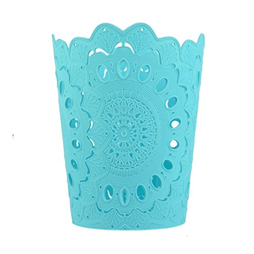 Wastebasket, PP Hollow Pattern Solid Color Paper Basket Trash Can Dustbin Without Lid - 5.7X 7.8 x 9.5 inches