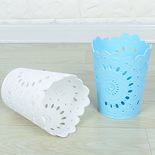 Wastebasket, PP Hollow Pattern Solid Color Paper Basket Trash Can Dustbin Without Lid - 5.7X 7.8 x 9.5 inches