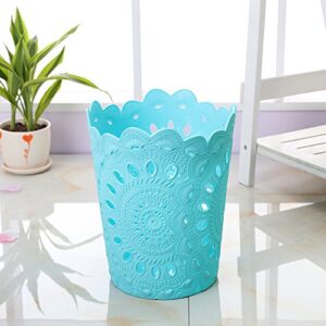 Wastebasket, PP Hollow Pattern Solid Color Paper Basket Trash Can Dustbin Without Lid - 5.7X 7.8 x 9.5 inches