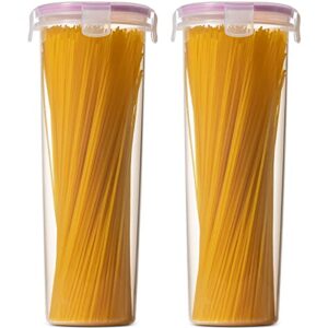 Komax Spaghetti Container – Dry Food Storage Containers with Lids – BPA-Free Round Plastic Canister Set for Pasta Storage – Pasta Containers for Pantry - Dishwasher Safe Airtight Containers (Set of 2)