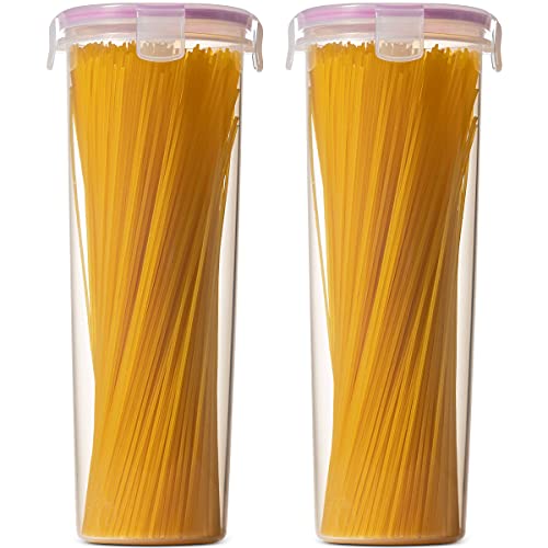 Komax Spaghetti Container – Dry Food Storage Containers with Lids – BPA-Free Round Plastic Canister Set for Pasta Storage – Pasta Containers for Pantry - Dishwasher Safe Airtight Containers (Set of 2)