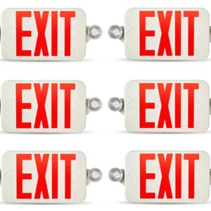 Ciata Lighting Emergency Exit Lights with Battery Backup - High Visibility Fire Exit Signs - Universal Emergency Lights for Business or Residential - Rechargeable Exit Sign Battery Included - 6 Pack