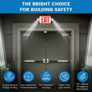 Ciata Lighting Emergency Exit Lights with Battery Backup - High Visibility Fire Exit Signs - Universal Emergency Lights for Business or Residential - Rechargeable Exit Sign Battery Included - 6 Pack