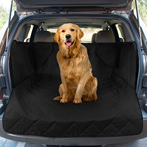 FrontPet Cargo Cover for Dogs, Water Resistant Pet Cargo Liner Dog Seat Cover Mat for SUVs Sedans Vans with Bumper Flap Protector, Non-Slip, Backseat Cover, Trunk Liner Universal Fit (X-Large/Black)