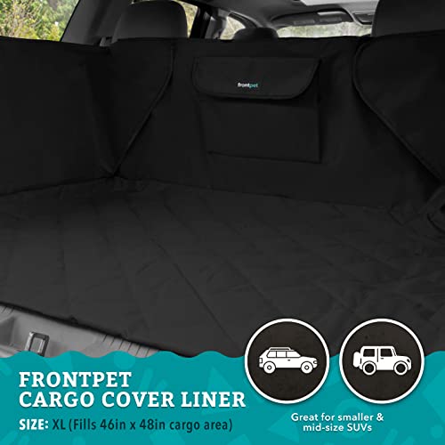 FrontPet Cargo Cover for Dogs, Water Resistant Pet Cargo Liner Dog Seat Cover Mat for SUVs Sedans Vans with Bumper Flap Protector, Non-Slip, Backseat Cover, Trunk Liner Universal Fit (X-Large/Black)