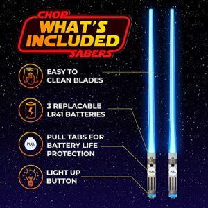 LIGHTSABER CHOPSTICKS LIGHT UP STAR WARS LED Glowing Light Saber Chop Sticks REUSABLE Sushi Lightup Sabers Red and Blue 2 Pairs