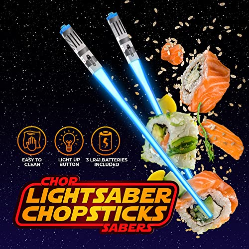 LIGHTSABER CHOPSTICKS LIGHT UP STAR WARS LED Glowing Light Saber Chop Sticks REUSABLE Sushi Lightup Sabers Red and Blue 2 Pairs