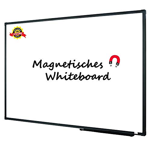 Lockways Magnetic Dry Erase White Board, 36" x 24" Whiteboard, Black Aluminium Framed Presentation Memo Board for School, Home, Office