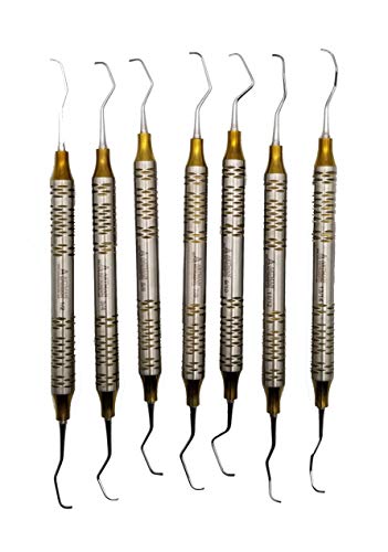 Gracey Curettes Set (7 Pcs) in Stainless Steel Cassette Gold Plasma Coated by Wise LINKERS