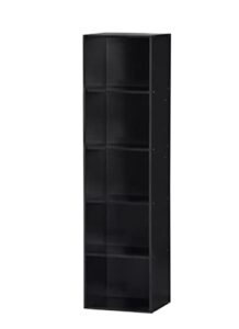 hodedah import 5 shelf bookcase, black