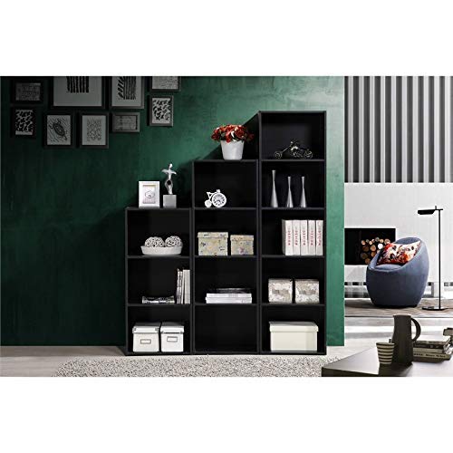 Hodedah Import 5 Shelf Bookcase, Black