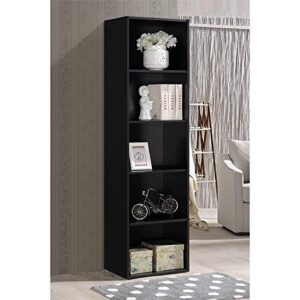 Hodedah Import 5 Shelf Bookcase, Black