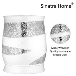 Popular Bath Sinatra Modern Bath Waste Basket Modern Classic Contemporary Decorative Beautiful Designs Bathroom Decor for Home Luxury Bath, White