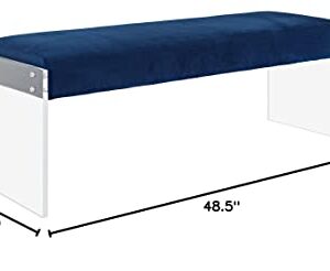 Modway Roam Modern Upholstered Bench With Acrylic Base In Navy Velvet