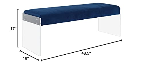 Modway Roam Modern Upholstered Bench With Acrylic Base In Navy Velvet