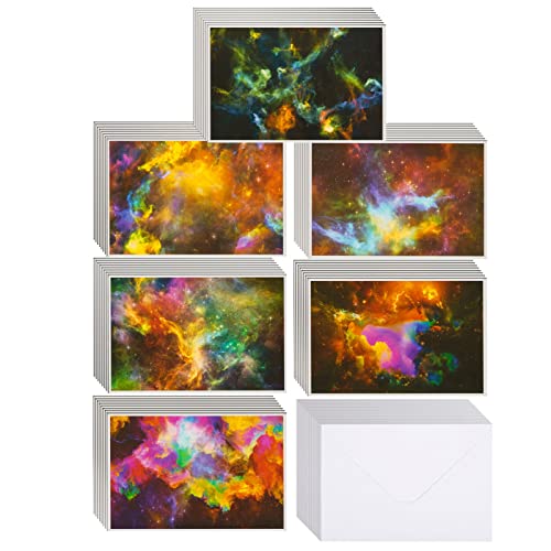 48 Pack Blank Cards and Envelopes Bulk, Space Cosmos Galaxy All Occasion Greeting Card for Thank You, Birthday, New Year (4x6 in) (10x15cm)