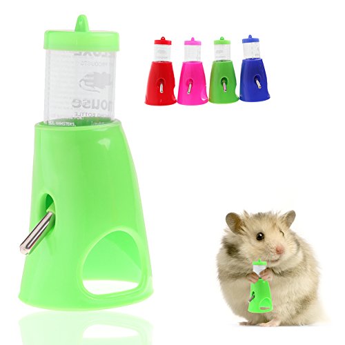 kathson 2 in 1 80ML Hamster Water Bottle Holder Dispenser With Base Hut Small Pet Nest