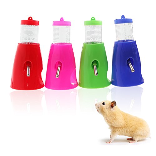 kathson 2 in 1 80ML Hamster Water Bottle Holder Dispenser With Base Hut Small Pet Nest