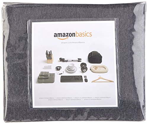 AmazonBasics - Spannbetttuch, melierter Jersey-Stoff, Dunkelgrau - 90 x 200 x 30 cm