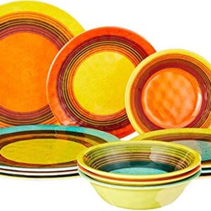 Certified International Sedona Melamine 12 pc Dinnerware Set, Service for 4, Multicolored