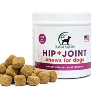 Genuine Naturals™ Hip and Joint Supplement for Dogs - Glucosamine Chondroitin, MSM, Organic Turmeric Soft Chews, Dog Vitamins, Supports Healthy Joint Function and Helps with Pain Relief,120 Count