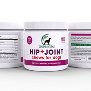 Genuine Naturals™ Hip and Joint Supplement for Dogs - Glucosamine Chondroitin, MSM, Organic Turmeric Soft Chews, Dog Vitamins, Supports Healthy Joint Function and Helps with Pain Relief,120 Count