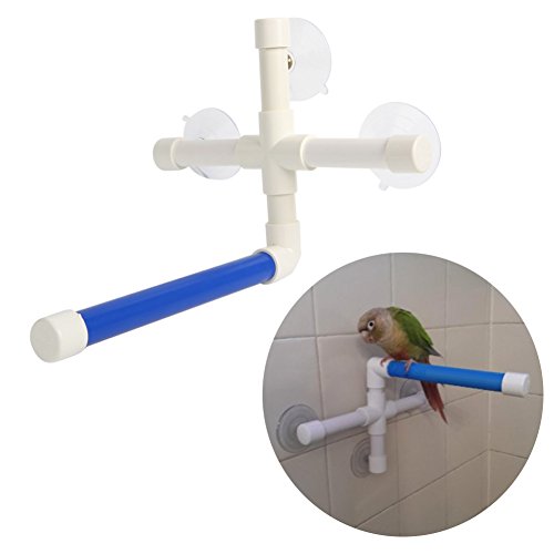 OTGO Parrot Folding Bath Shower Standing Platform Rack Perch Wall Suction Cup Pet Toy