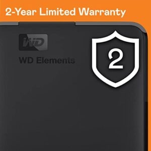 WD 2TB Elements Portable HDD, External Hard Drive, USB 3.0 for PC & Mac, Plug and Play Ready - WDBU6Y0020BBK-WESN