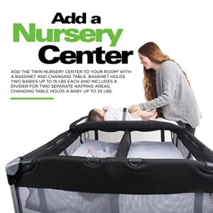 Joovy Room² Large Portable Playpen for Babies and Toddlers with Nearly 10 sq ft of Space, Large Mesh Windows for 360 View, and Waterproof Mattress Sheet - Folds Easily when Not in Use (Charcoal)