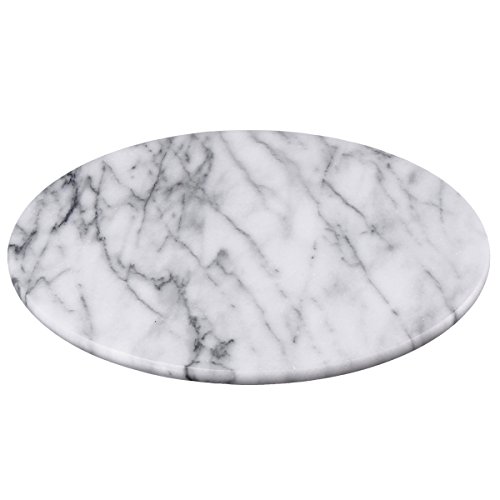 Creative Home Natural Marble Round Serving Board Charcuterie Board Cheese Dessert Bread Serving Platter For Kitchen Baking Party Serving, 12" Diam. x 1" H, Off-White (color may vary)