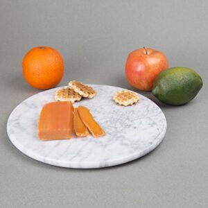 Creative Home Natural Marble Round Serving Board Charcuterie Board Cheese Dessert Bread Serving Platter For Kitchen Baking Party Serving, 12" Diam. x 1" H, Off-White (color may vary)